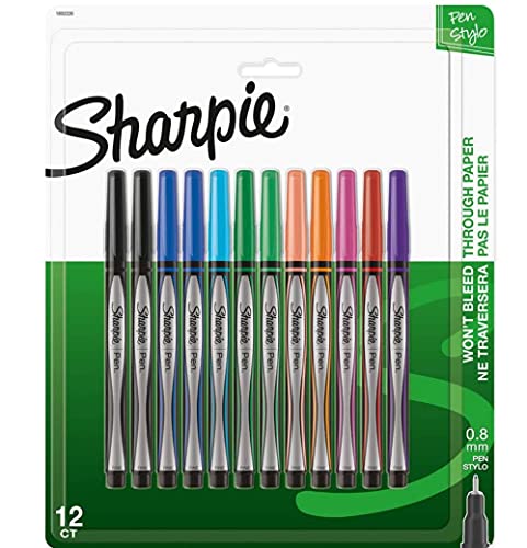 Sharpie Pens, Fine Point, 0.8 Mm, Black Barrels, Assorted Ink Colors ...