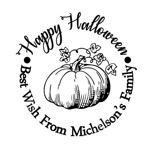 Amazon.com: Pumpkin Stamp Personalized Custom 42mm Round Happy ...