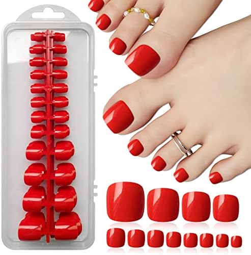 Amazon.com: 600 Pcs Acrylic Toenails Tips Fake Toe Nails Square Short ...