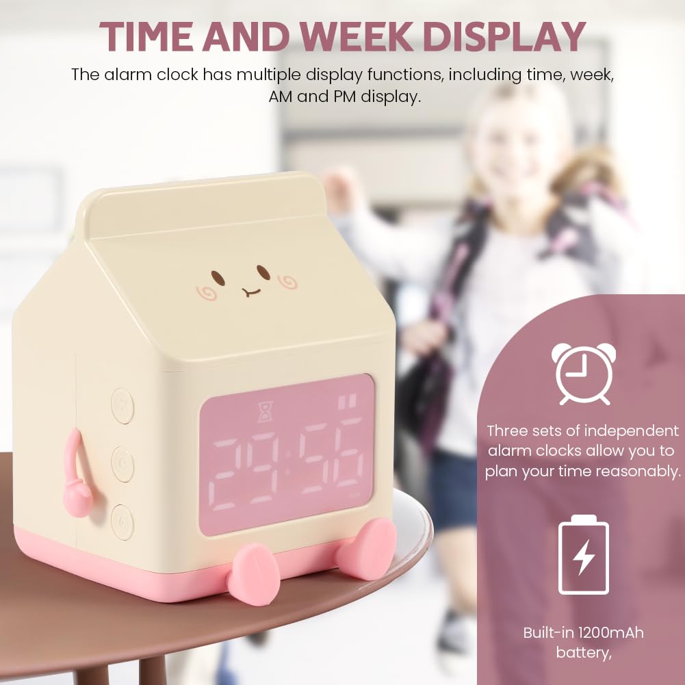 Snapklik.com : Cute Milk Box Alarm Clock For Kids, Digital Childrens ...