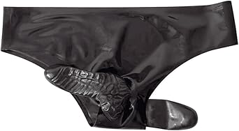 Amazon.com: EXLATEX Latex Panties Underwear Rubber Brief with Two ...