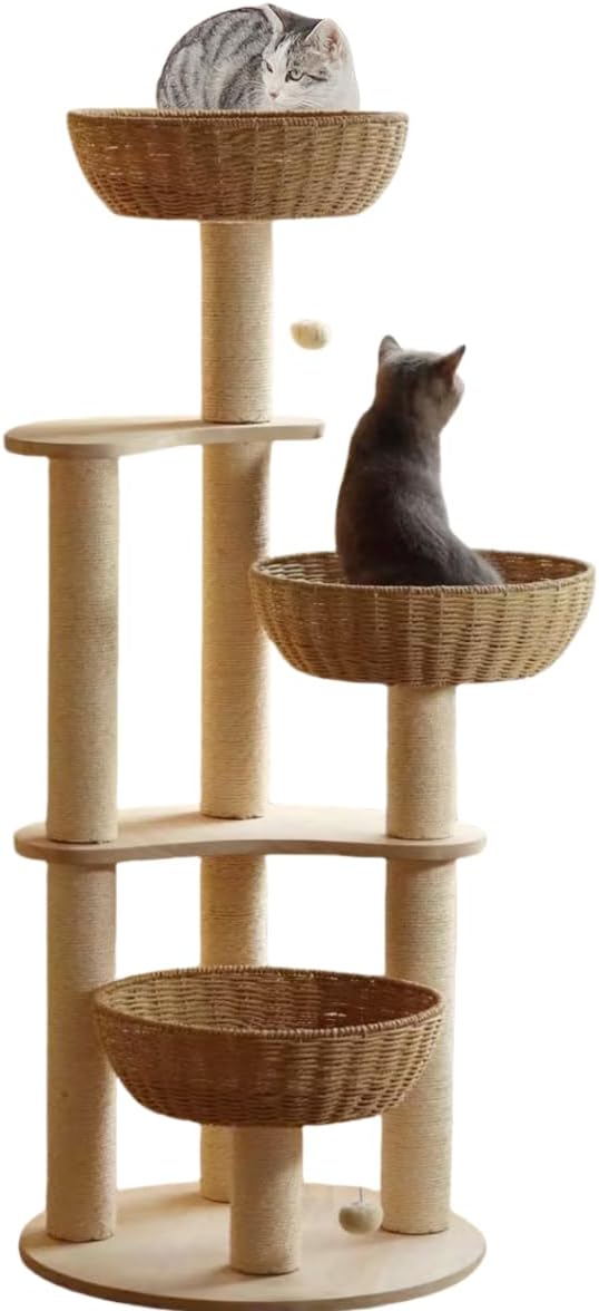 Amazon.com : 54" Modern Wood Cat Tree for Large Cats,Luxury Multi-Level ...