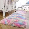 Amazon.com: Ompaa Soft Fluffy Rainbow Runner Rug for Girls Bedroom ...