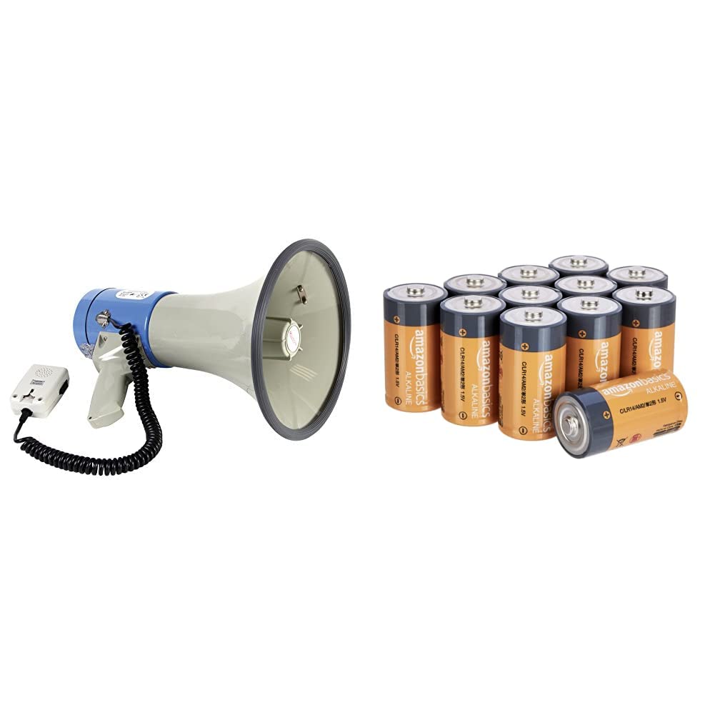 Velleman MP25SFM Power Megaphone, 25 W, Multi-Colour & Amazon Basics C ...