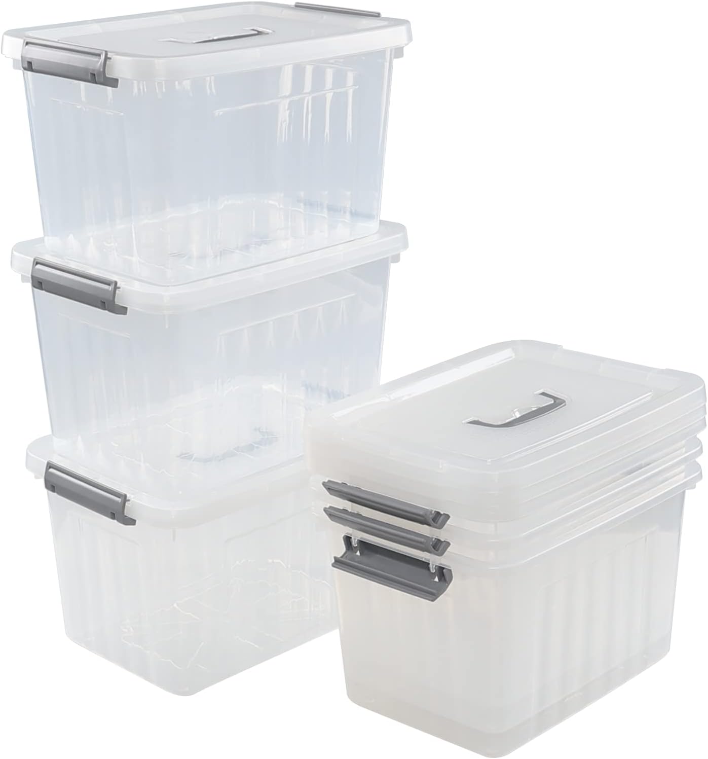 Qqbine 12 L Clear Storage Boxes with Lid, Plastic Storage Latching Box ...
