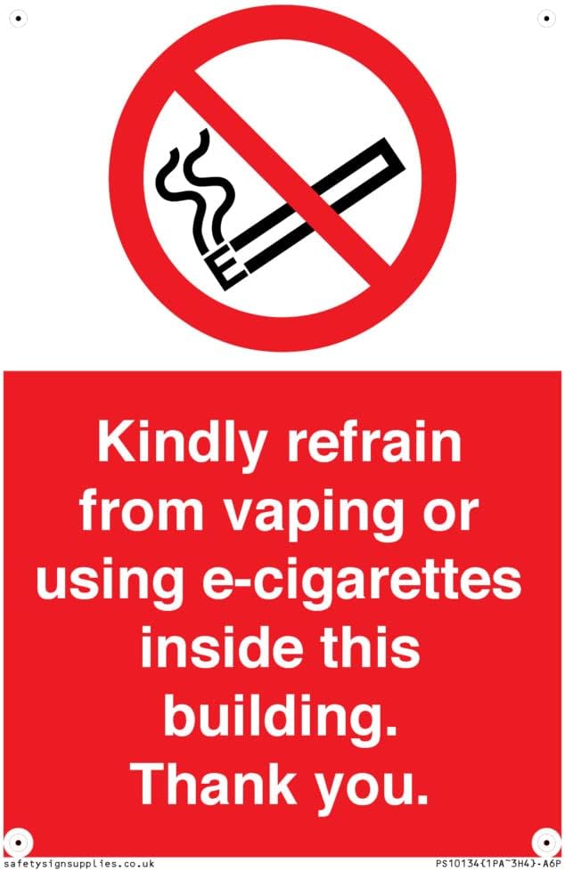 Amazon.com : Kindly refrain from vaping or using e-cigarettes inside ...