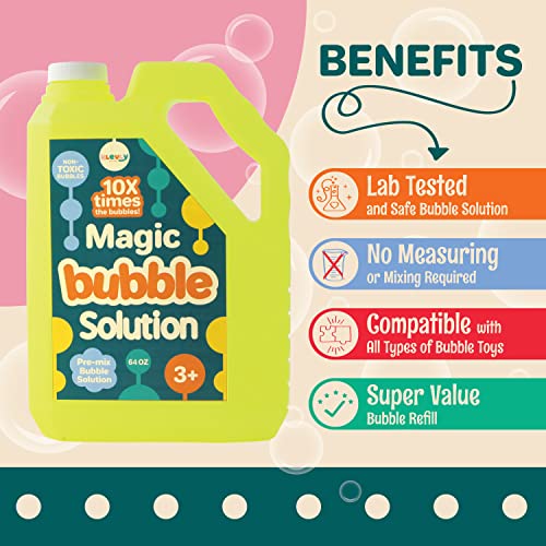 Snapklik.com : Colorful Bubble Solution Refill 64 OZ Non-Toxic Pre-Mix Bubble Refill Solution No ...
