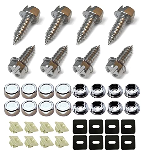 Snapklik.com : License Plate Screw Fastener Kit - Chrome, Complete ...