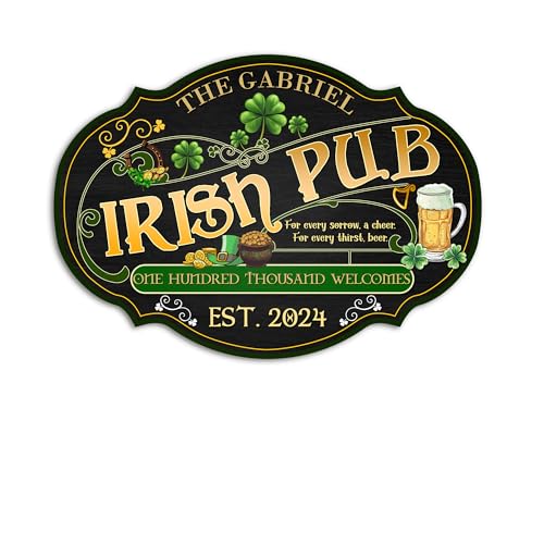 Amazon.com: Personalized Irish Pub Sign St Patrick's Day Decorations ...