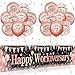 Amazon.com: Happy Work Anniversary Decorations Banner Rose Gold Happy ...