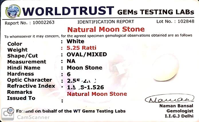 Buy EVERYTHING GEMS Chandrakanta Original Stone and Certified 11.00 ...