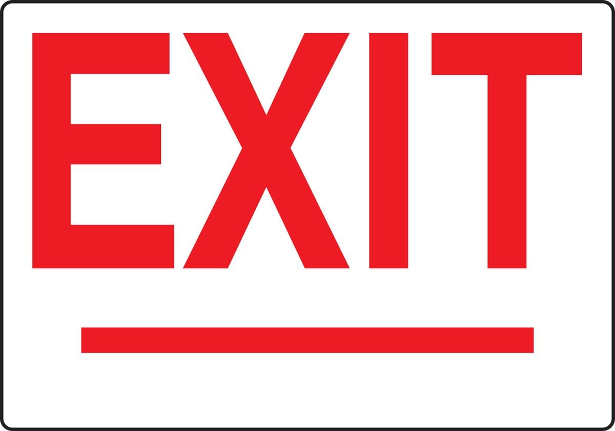 Amazon.com: Exit (Red On White) 10X14 Adhesive Vinyl Sign : Industrial ...