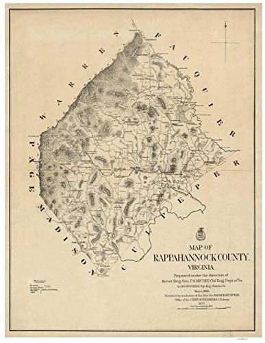 Amazon.com: Rappahannock County Virginia 1875 - Old Wall Map With ...
