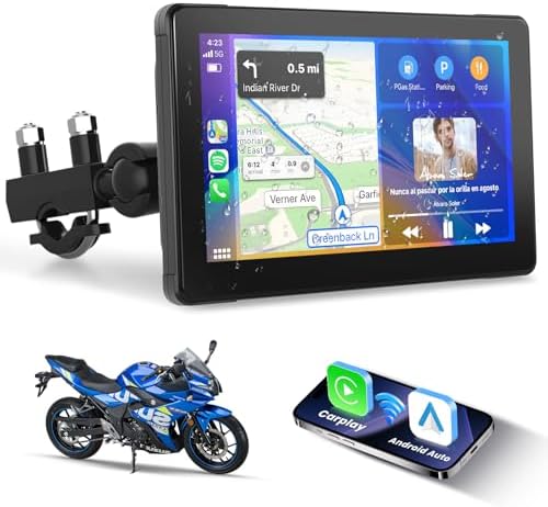 Podofo Schermo CarPlay Wireless da 7 Pollici per Moto - Portatile ...