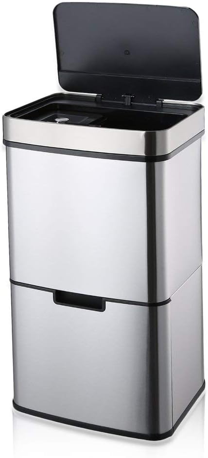 Amazon.com: Homgrace Recycling Sensor Trash Can, Double Recycle Garbage ...
