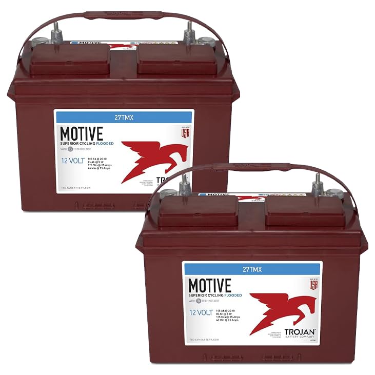 Amazon.com: 2 Pack of Trojan 27TMX 12V 105Ah Marine RV Dual Purpose ...