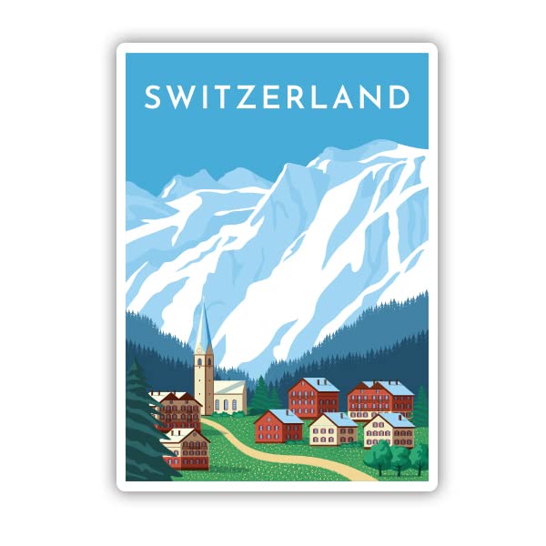 Amazon.com - Squiddy Switzerland Travel Alps - Vinyl Sticker Decal for ...