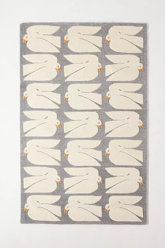 Buy Artisan Rugs Hand Tufted Grey Base White Bird Pigeon White and Grey ...