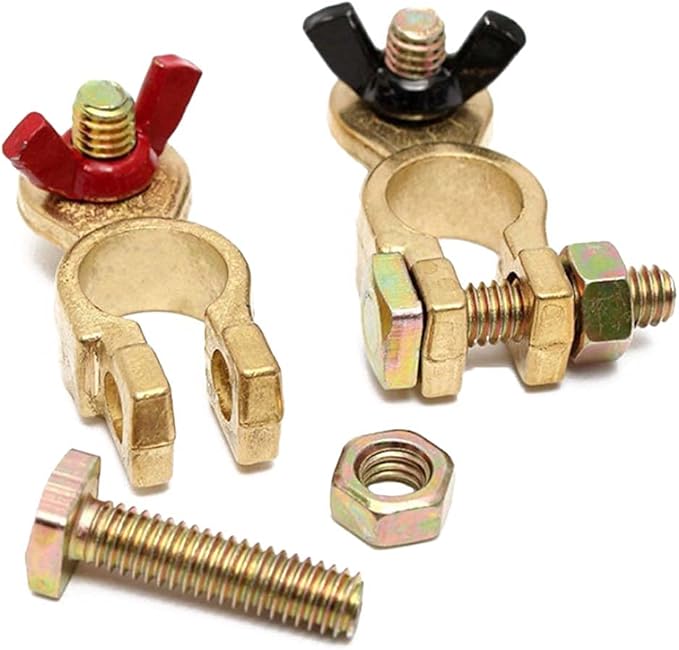 Amazon.com: Brass Battery Terminal Connectors with Wing Nut, Positive ...