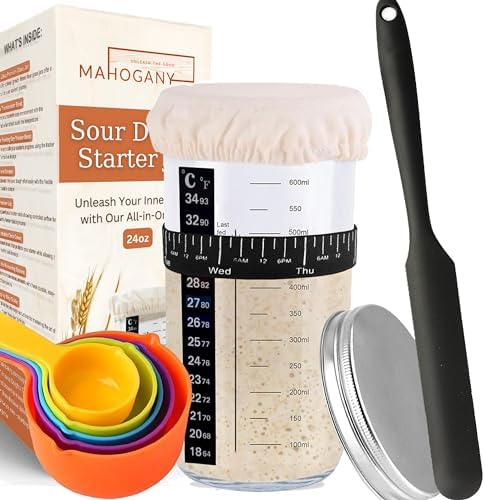 Amazon.com: Mahogany Sourdough Starter Kit, Sourdough Starter Jar (770ml/24oz) With Date Marked ...