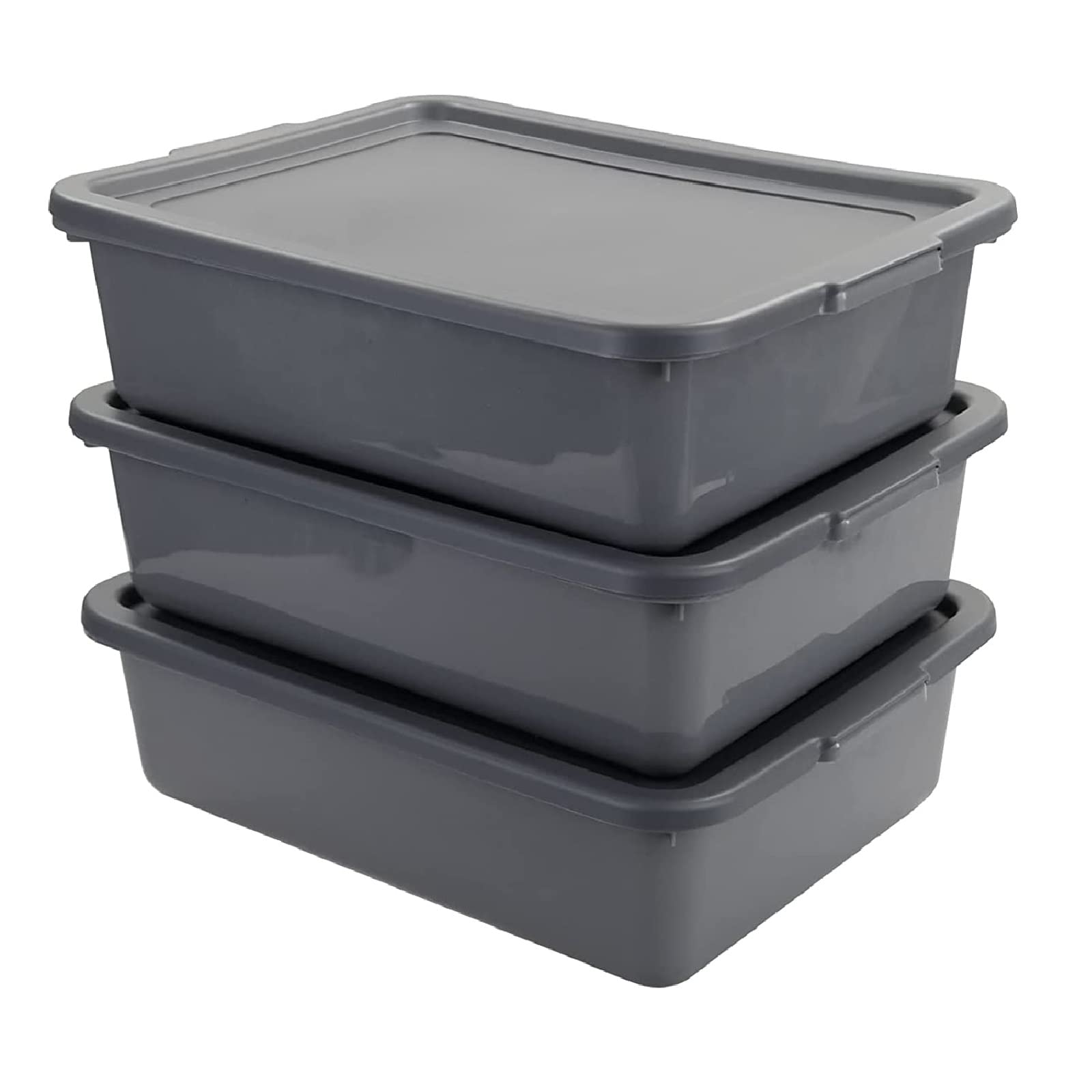 Amazon.com: Gloreen 3 Pack 13 L Commercial Bus Tub with Lid, Gray Small ...
