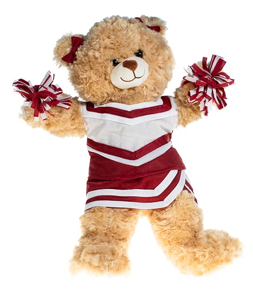 Amazon.com: PLUSH GEAR Adorable Maroon & White Cheerleader Teddy Bear ...
