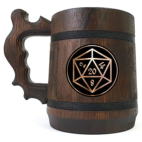 Amazon.com: Twenty Sided Dice DnD Wooden Beer Mug, Beer Tankard ...
