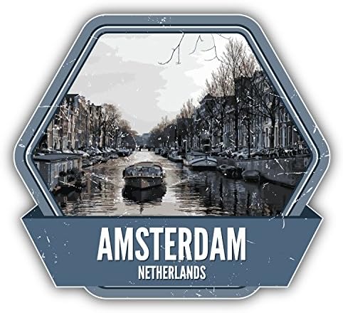 Amazon.com - Amsterdam Netherlands Grunge Vintage Travel Label Bumper ...