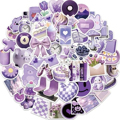 Amazon.com: 120Pcs Danish Pastel Purple Stickers Purple Aesthetic ...