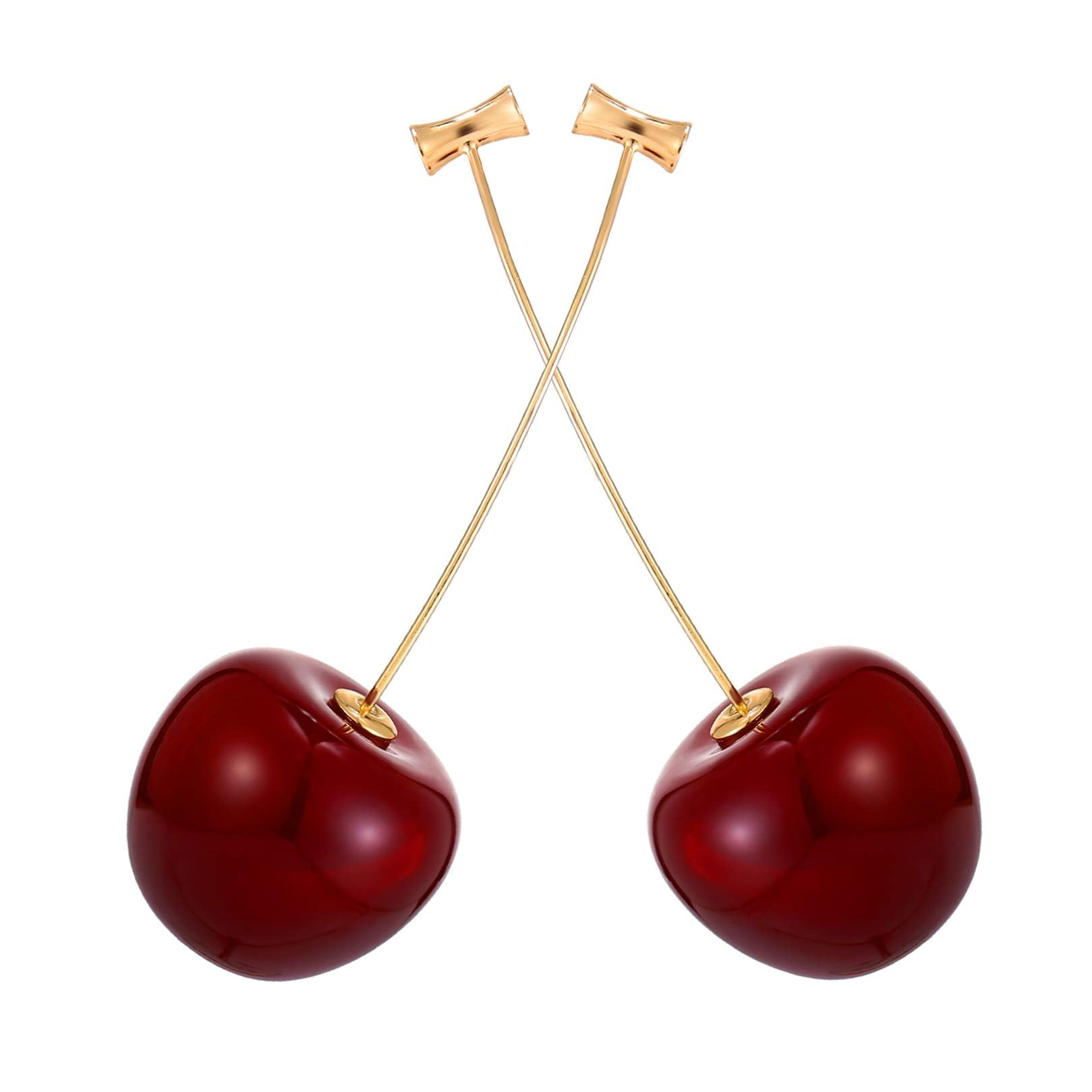 GAUEIOUR Red Cherry Earrings for Women, Cute Fruit Super Sweet Long ...