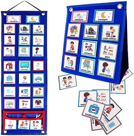 Amazon.com: Wooden Visual Schedule for Kids Chore Chart Morning Bedtime ...