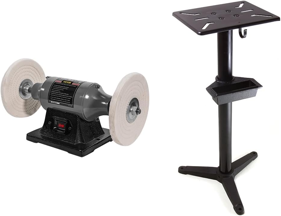 VEVOR Bench Buffer Polisher, 8 inch Buffing Machine 370W Motor with ...