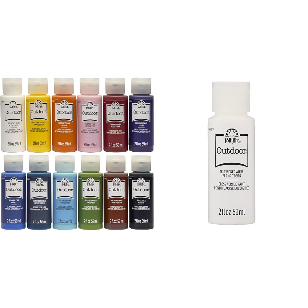 Amazon.com: FolkArt 12-Piece Outdoor Acrylic Craft Paint Set with 2 oz ...