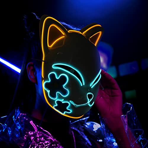 Infinity Gauntlet Demon Slayer Fox LED Light-Up Mask with Scar Demon ...