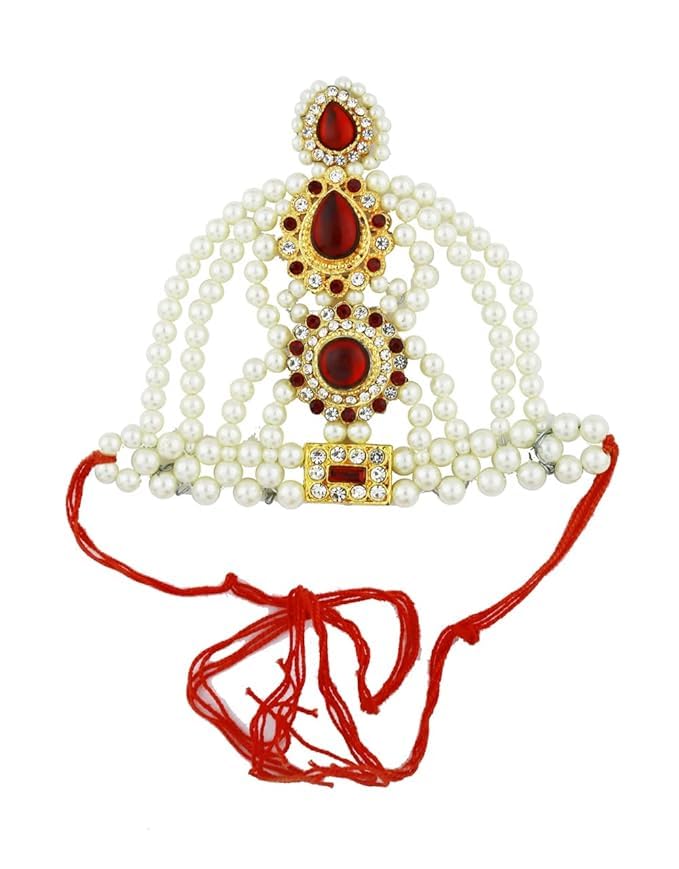 Anuradha Art Red-Green Colour Traditional Mukut Accessories for Ganpati ...