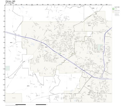 Amazon.com : ZIP Code Wall Map of Clinton, MS ZIP Code Map Not ...