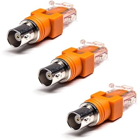 3pcs BNC femelle vers RJ45 adaptateur mâle 180 degrés 50 ohms coaxial seau RJ45 adaptateur vers ...