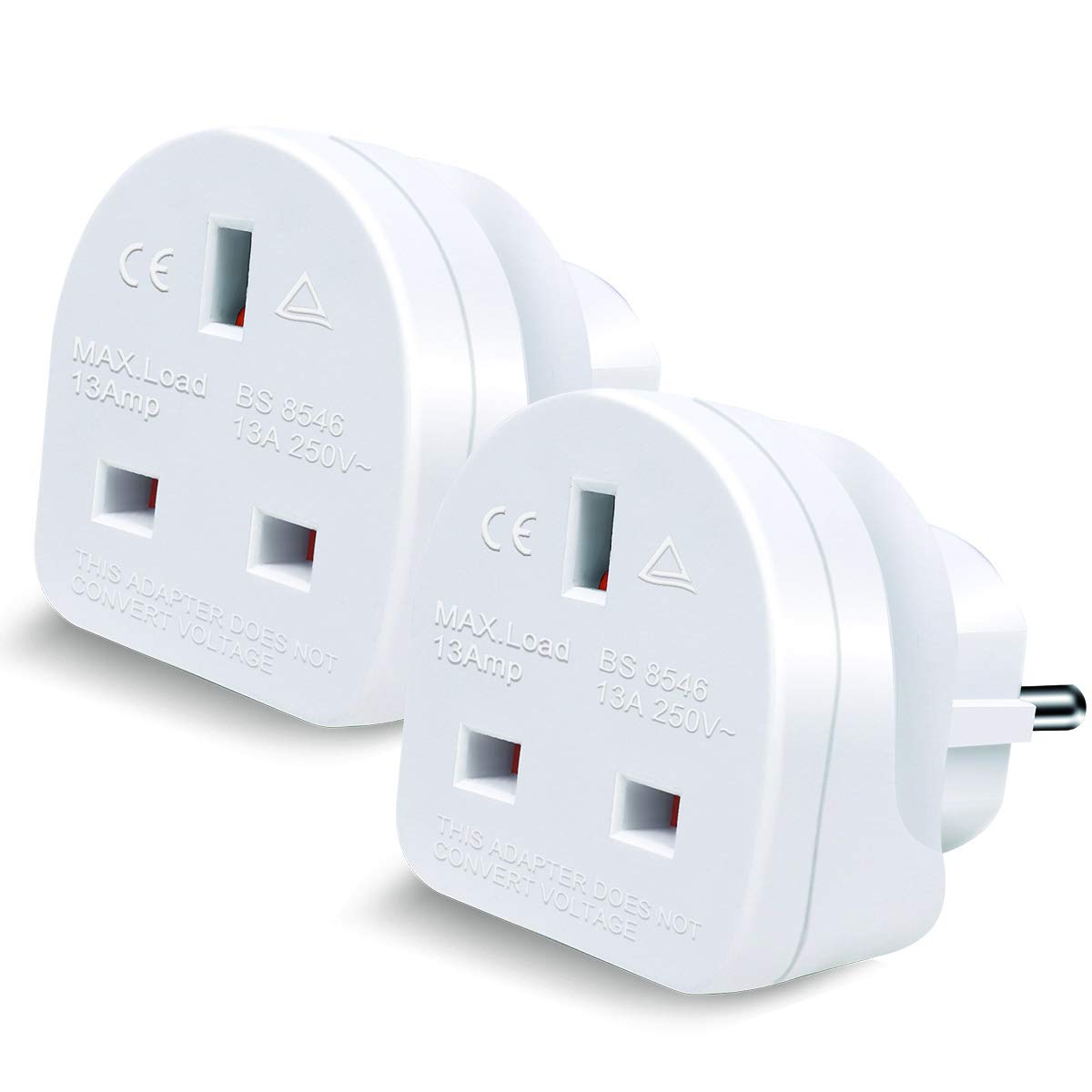 EXTRASTAR UK to EU Europe European Travel Adapter, 2 Pack 3 Pin to 2 ...