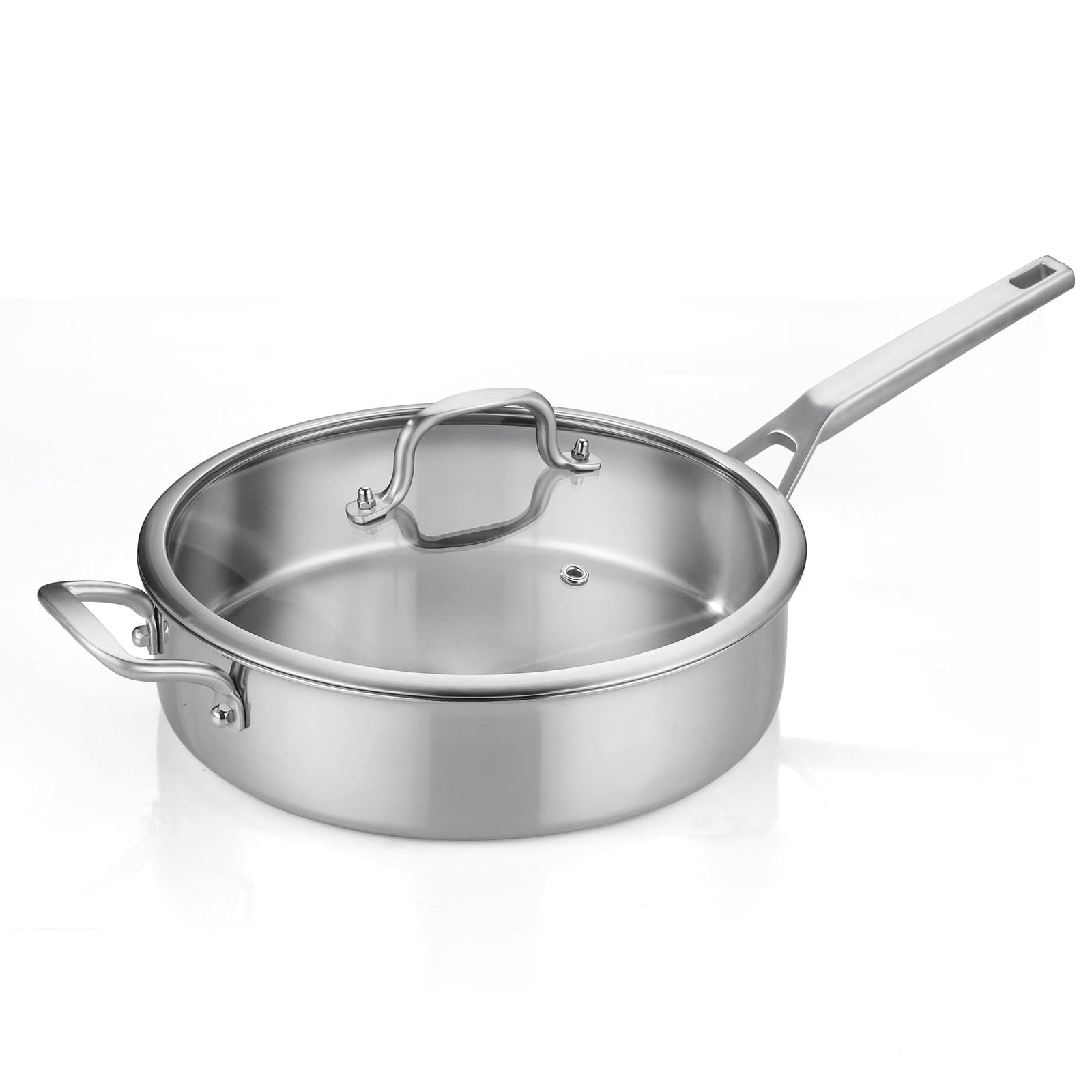 Snapklik.com : Yeksum Tri-Ply Stainless Steel Saute Pan 6QT, 12 Inch ...