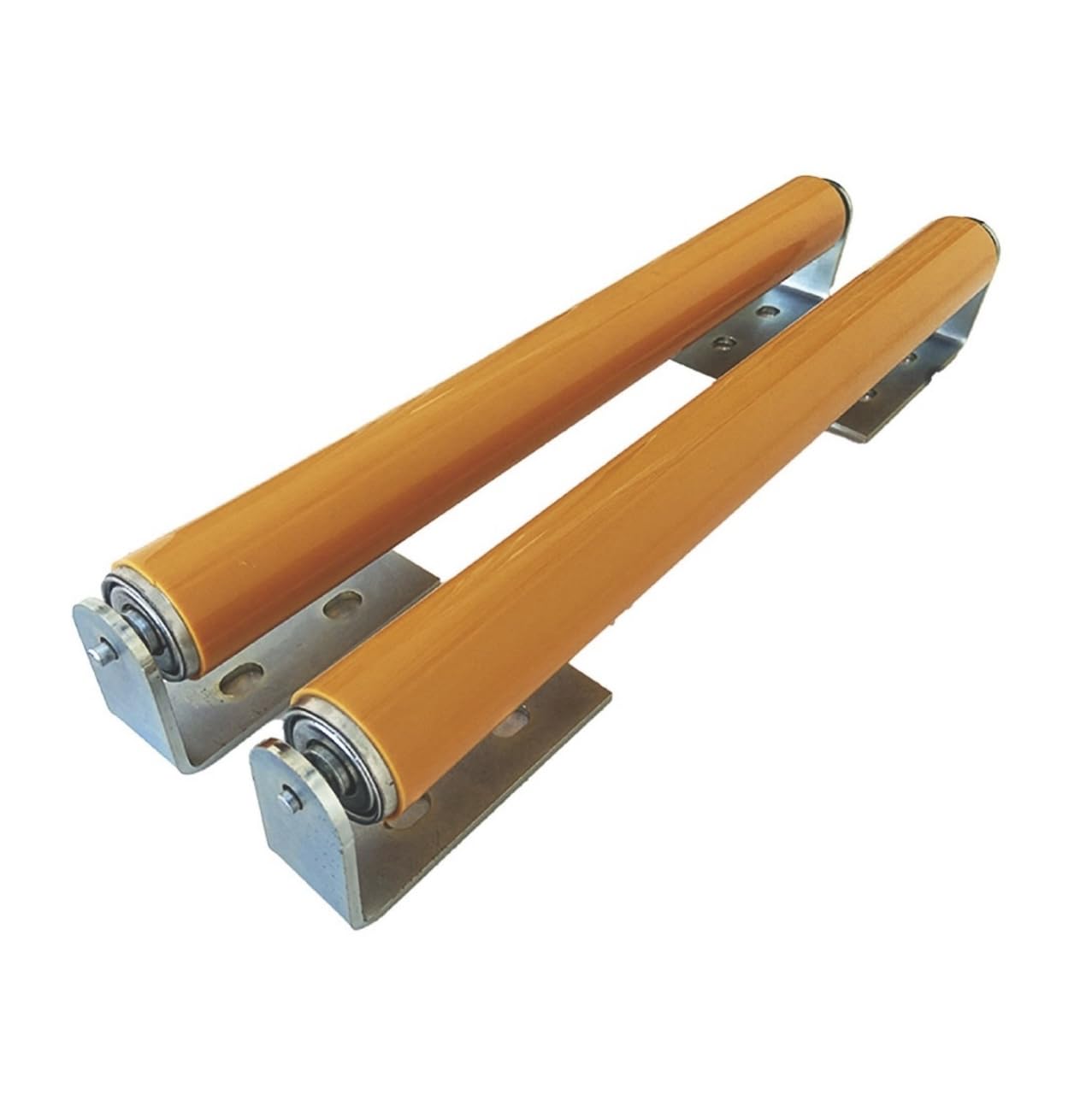 Polyurethane Coated Long Roller with Bracket Set | 16" Length, 1.5" Diameter Conveyor Rollers ...