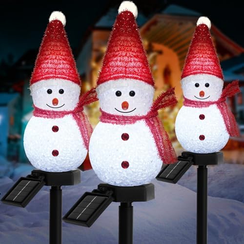 Amazon.com : 4 PCS Solar Snowman Light Decorations, Solar Christmas ...