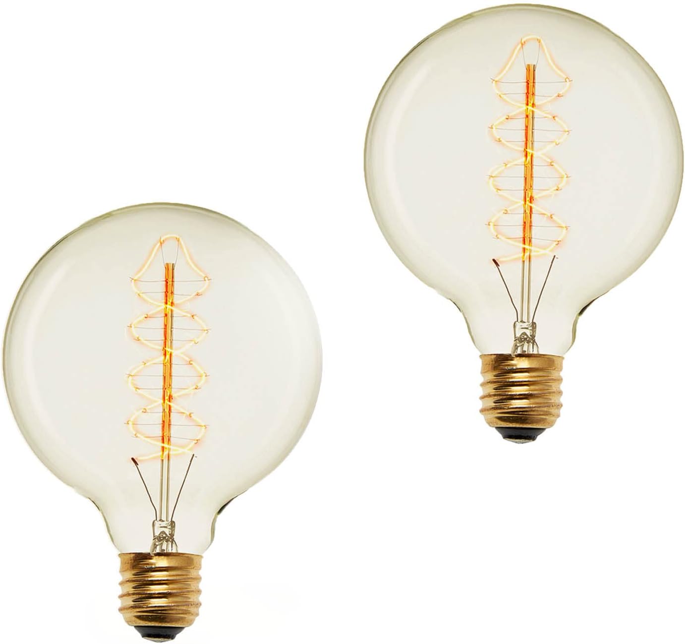 40W Edison Globe Light Bulbs - G40 Large Vintage Bulb, E26 Base, Spiral ...