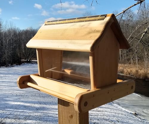 Amazon.com: Large Cedar Wood Post Mount Bird Feeder : Patio, Lawn & Garden