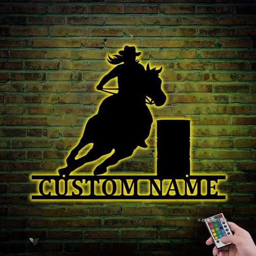 Amazon.com: Custom Barrel Racing Metal Wall Art with LED Lights ...