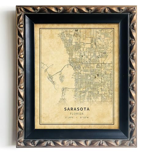Amazon.com: Sarasota Florida State Vintage Poster - Sarasota Map Wall ...