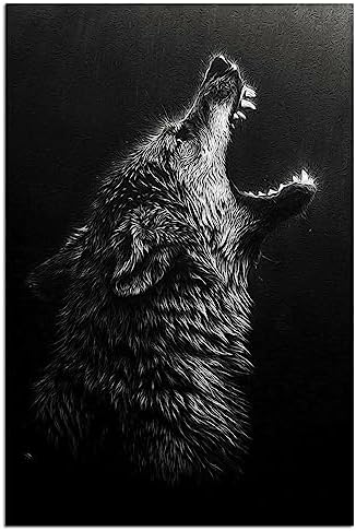 Amazon.com: kerneLight Wolf Retro Wall Decor Wolves Poster Black and ...