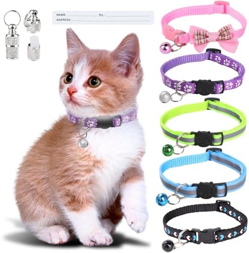 OIIKI 3 Pack Breakaway Cat Collars, Kitten Collar with Bell Flower ...