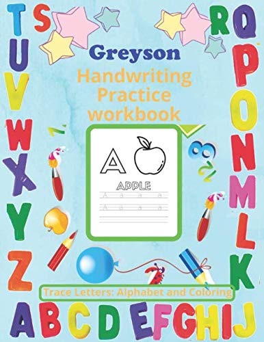 Greyson handwriting practice workbook: personalized name trace letters ...