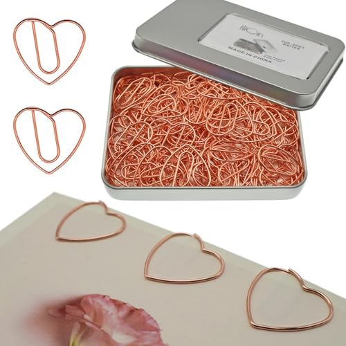 Amazon.com : 200 Pcs Heart Paper Clips Mini, Rose Gold Paperclips ...