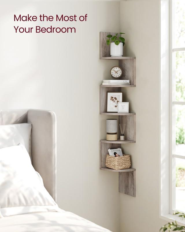 Snapklik.com : Corner Shelf Wall Mount, 5-Tier Floating Corner ...